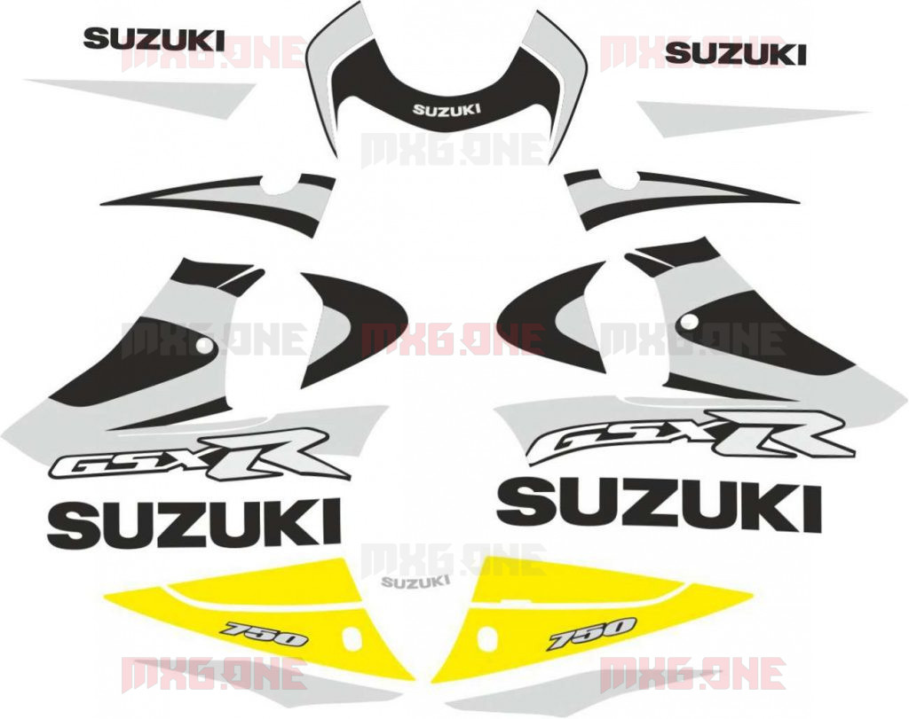 Suzuki Gsx-r-750 2006-2007 White-blue Decals Set - Mxg.one - Best Moto